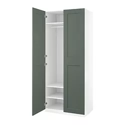 IKEA La Palma - PAX/GRIMO wardrobe, white/grey-green, 100x60x236 cm