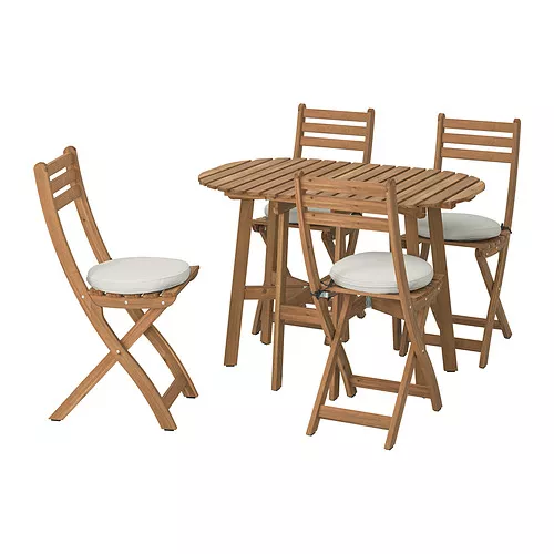 IKEA El Hierro - ASKHOLMEN gateleg table and foldable 4 chairs, outdoor ...