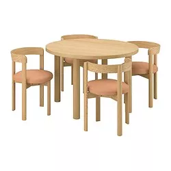 IKEA Ibiza - STOCKHOLM 2025 round dining table and 4 chairs, oak veneer ...