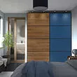 IKEA Ibiza - MEHAMN 4 panels for sliding door frame, walnut effect/blue