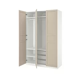 IKEA Mallorca - PAX/FLISBERGET wardrobe, white/light beige, 150x60x236 cm