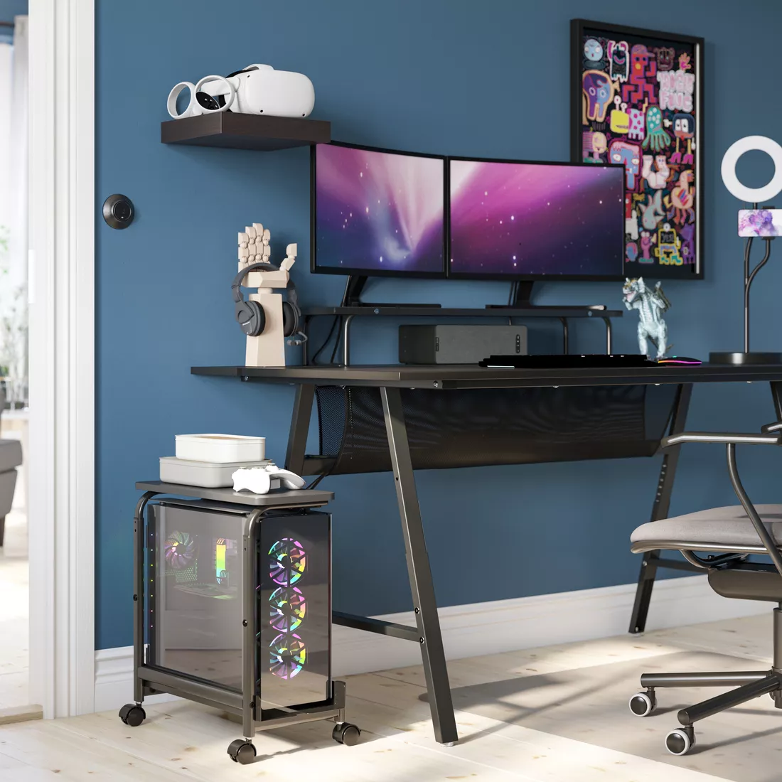IKEA Ibiza - LÅNESPELARE soporte para PC con balda, negro